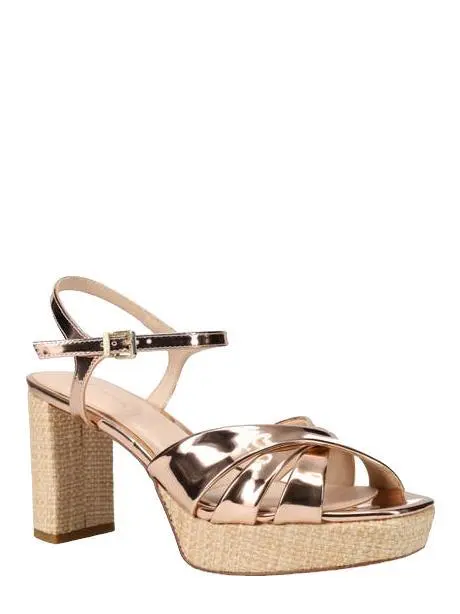 Pelle Moda Petina Ankle Strap Platform Sandal - Light Gold