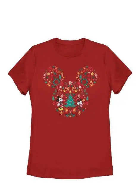 MICKEY & FRIENDS Christmas Graphic T-shirt - Red