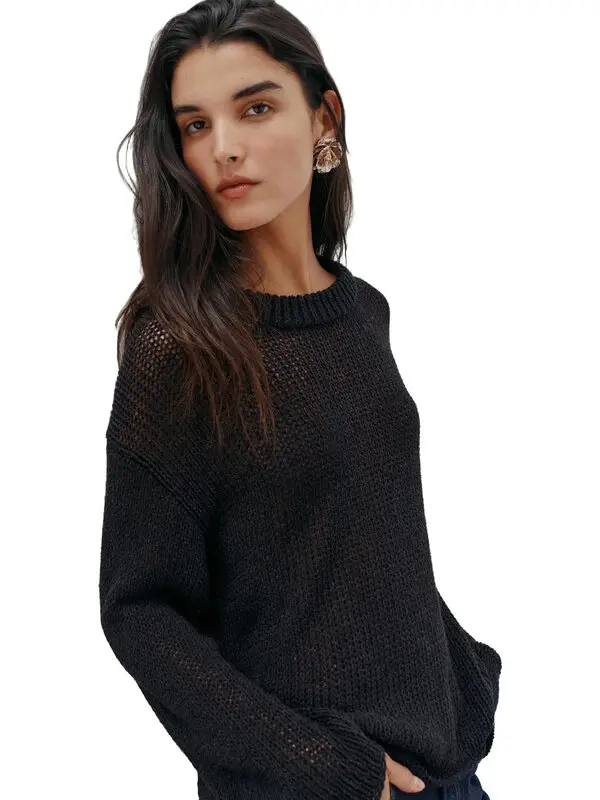 REFORMATION Elliot Boucle Sweater - Black