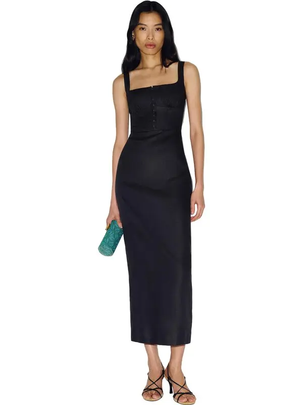 REFORMATION Lisa Linen Maxi Dress - Black
