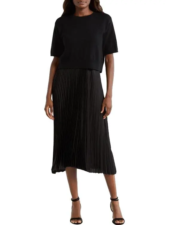 CECE DUPRAZ Sweater And Pleated Skirt Two-piece Set - Rich Black
