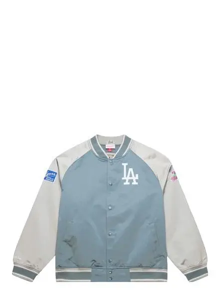 Mitchell & Ness Los Angeles Dodgers Thunderstorm Head Coach Lightweight Satin Jacket - Gray