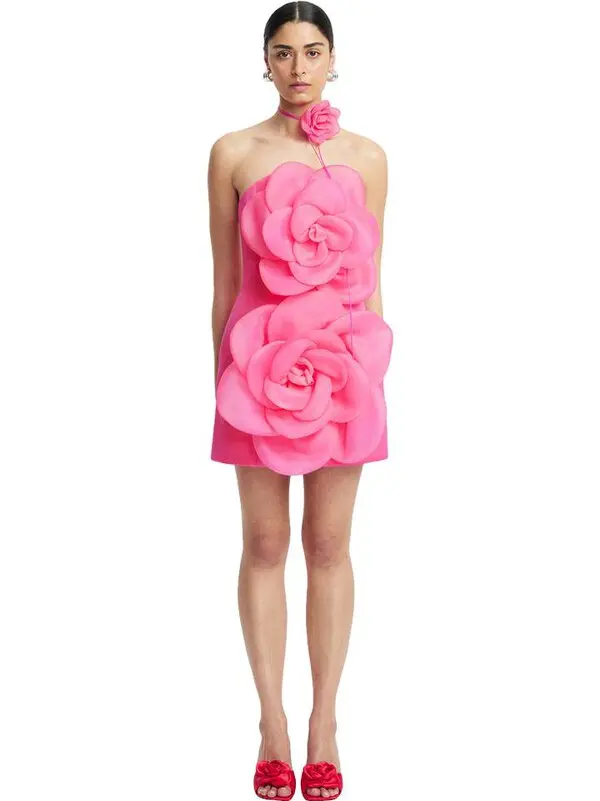 LEO LIN Floret Mini Dress - Fuchsia