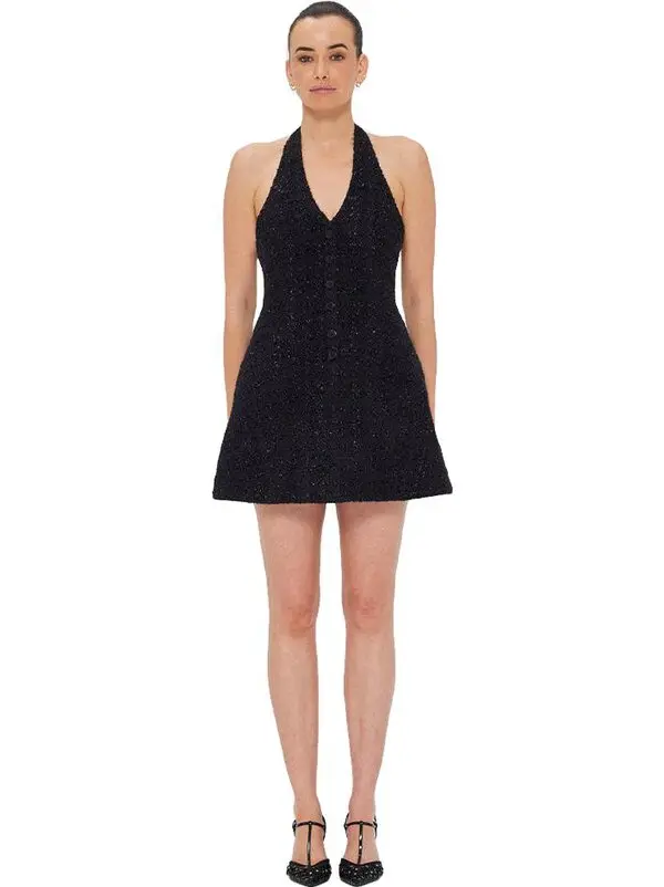 LEO LIN Jessie Halterneck Mini Dress - Ebony