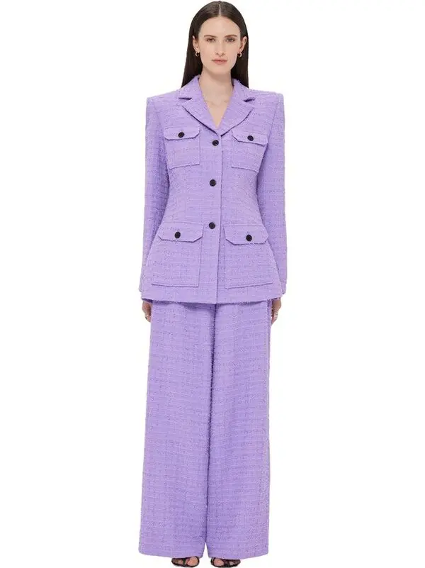 LEO LIN Edith Tweed Pocket Blazer - Violet