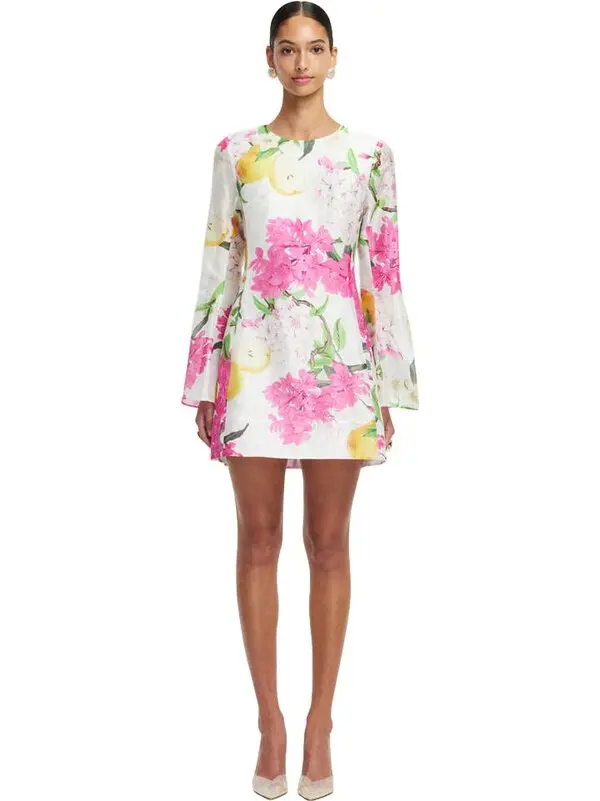 LEO LIN Suzanne Bell Sleeve Mini Dress - Floral Pear Print