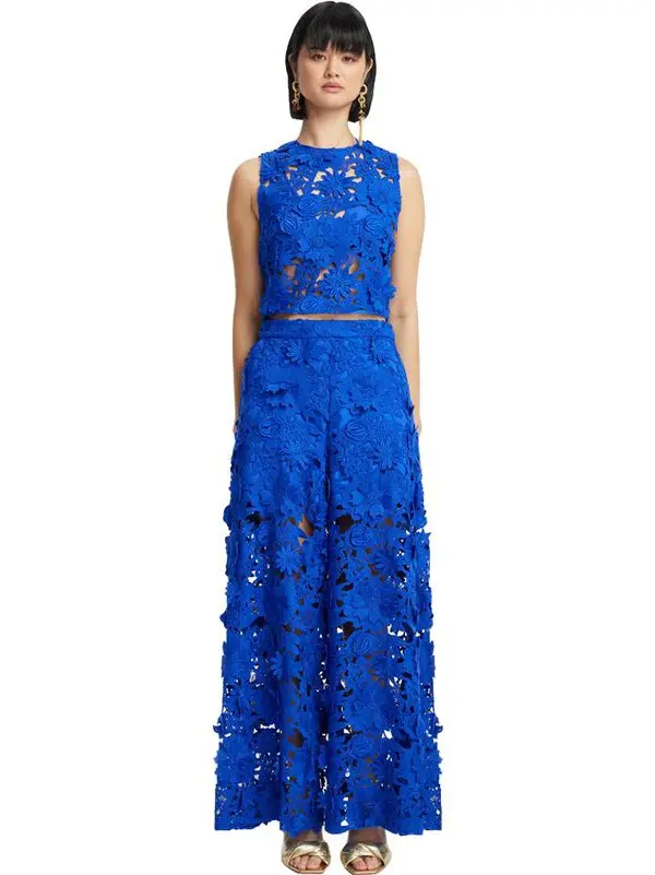 LEO LIN Iris Lace Top - Lapis