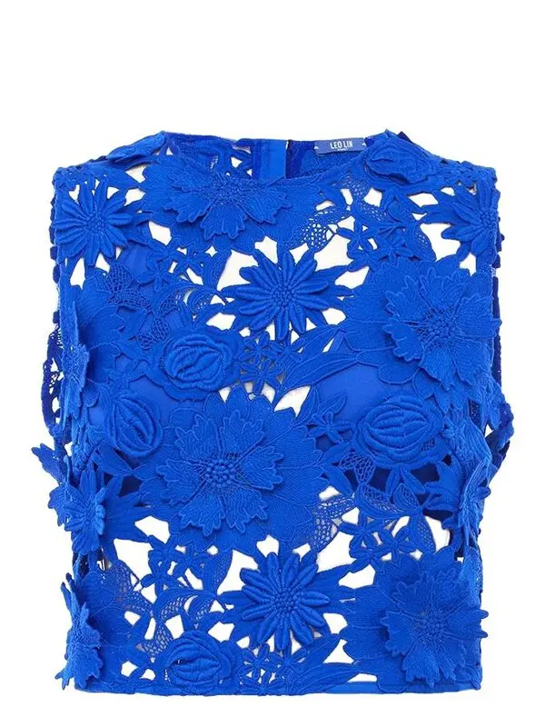LEO LIN Iris Lace Top - Lapis