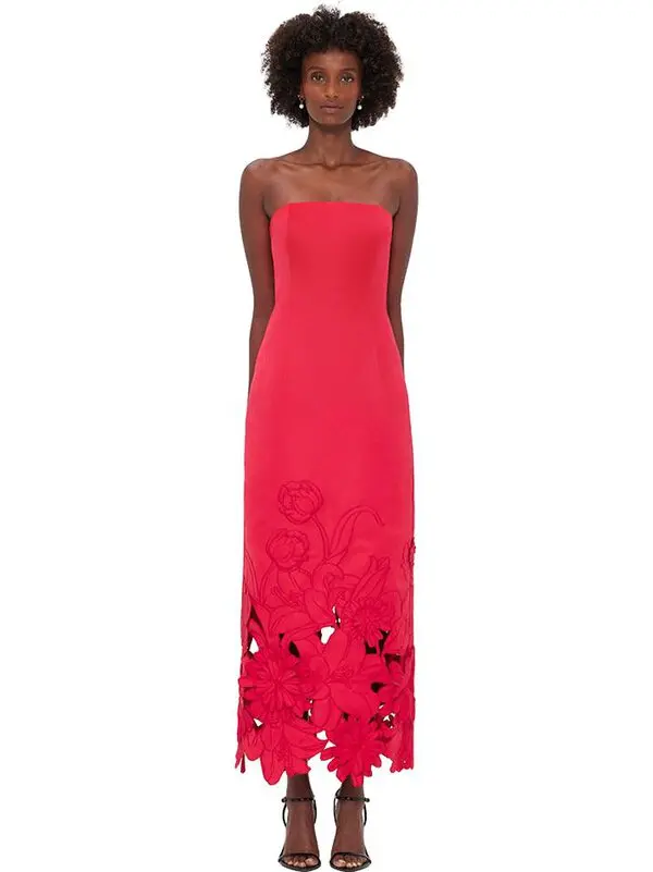 LEO LIN Rayna Appliqué Bustier Maxi Dress - Rosa