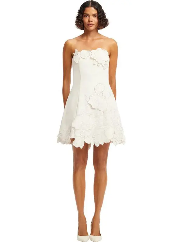 LEO LIN Ayla Appliqué Bustier Mini Dress - Vanilla
