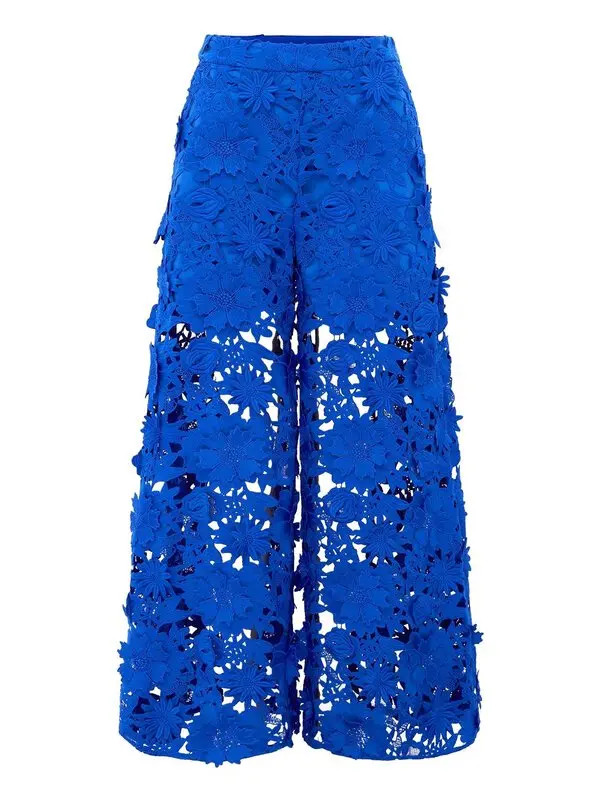 LEO LIN Candied Lace Wide Leg Pants - Lapis