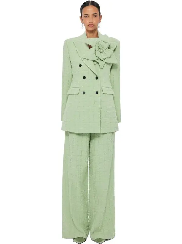 LEO LIN Jazlyn Tweed Blazer - Caledon Green