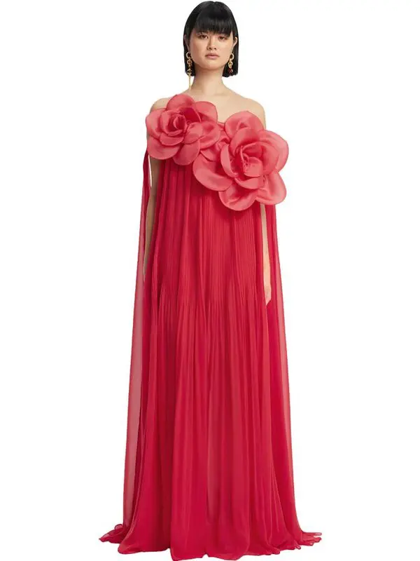 LEO LIN Jaclyn Draped Gown - Scarlet