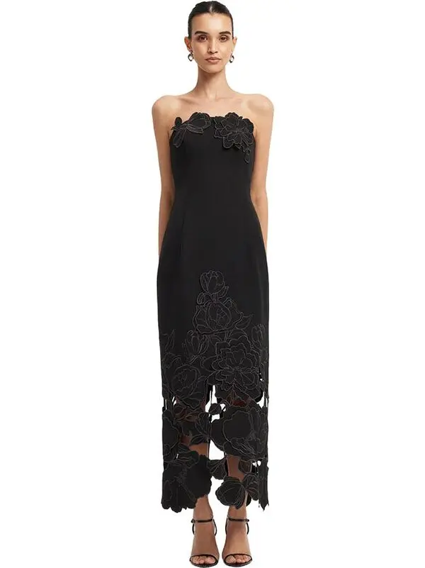 LEO LIN Rayna Appliqué Bustier Maxi Dress - Ebony
