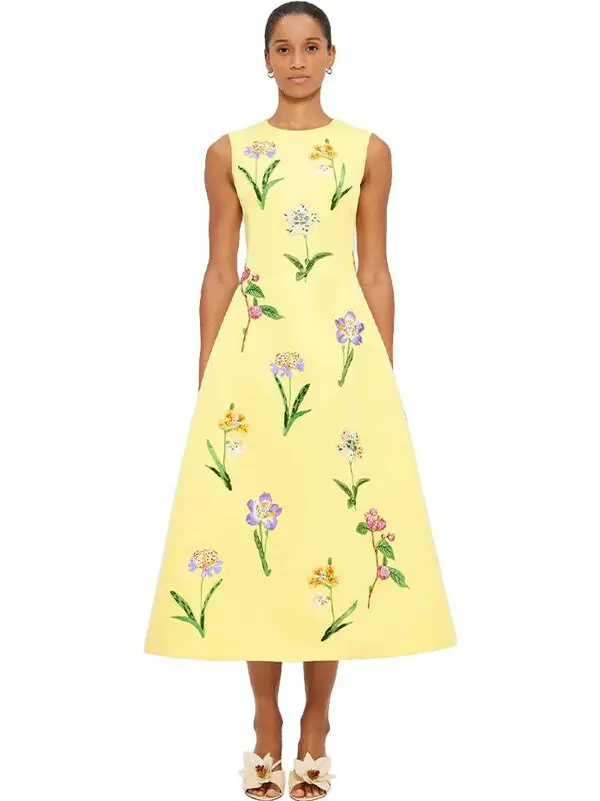 LEO LIN Cleo Sleeveless Midi Dress - Wild Flower In Sorbet