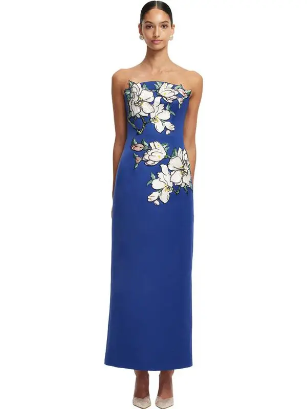 LEO LIN Ava Appliqué Floral Bustier Maxi Dress - Midnight