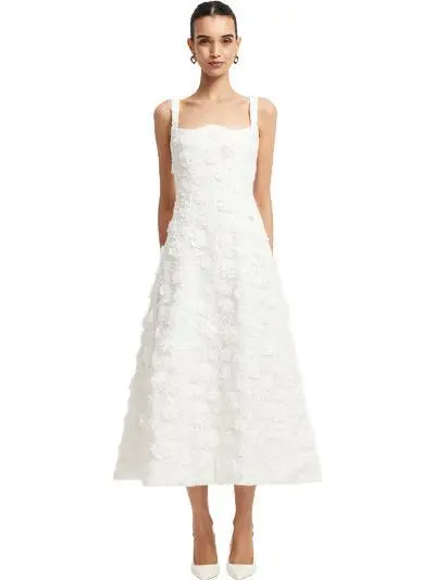LEO LIN Odette Lace Midi Dress - Snow
