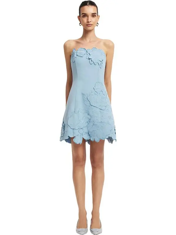 LEO LIN Ayla Appliqué Bustier Mini Dress - Baby Blue