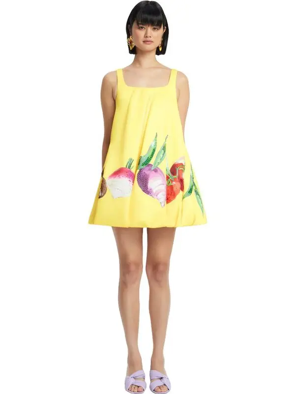 LEO LIN Suki Puff Mini Dress - Harvest Print