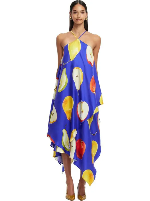 LEO LIN Sally Halterneck Maxi Dress - Pear Print
