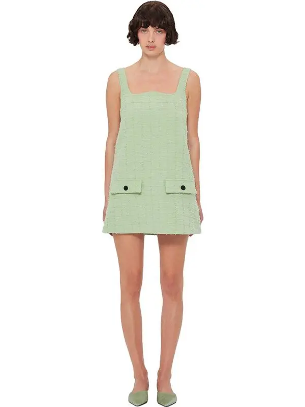 LEO LIN Kira Tweed Mini Dress - Caledon Green