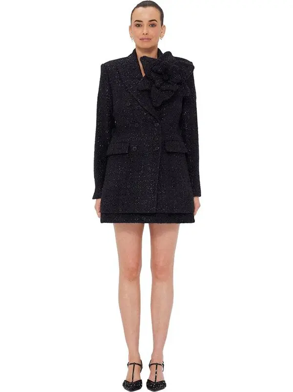 LEO LIN Jazlyn Tweed Blazer - Ebony