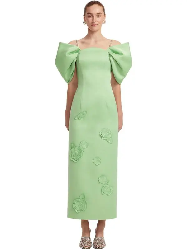 LEO LIN Arabella Appliqué Maxi Dress - Juniper Green