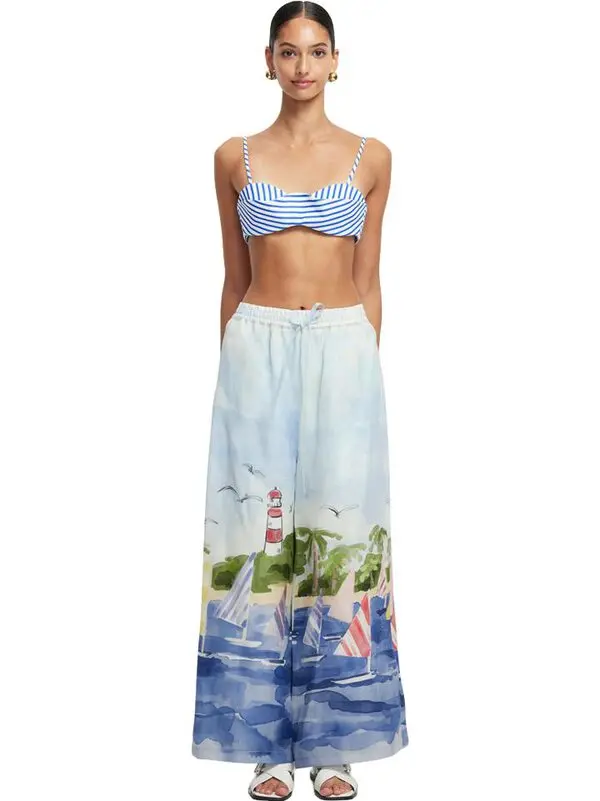 LEO LIN Jamie Wide Leg Pants - Nautical Print