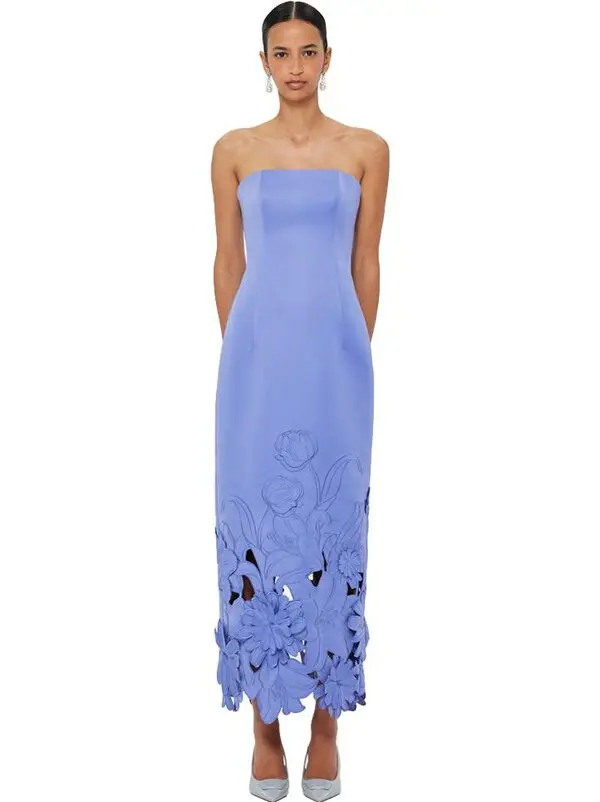 LEO LIN Rayna Appliqué Bustier Maxi Dress - Moonlight