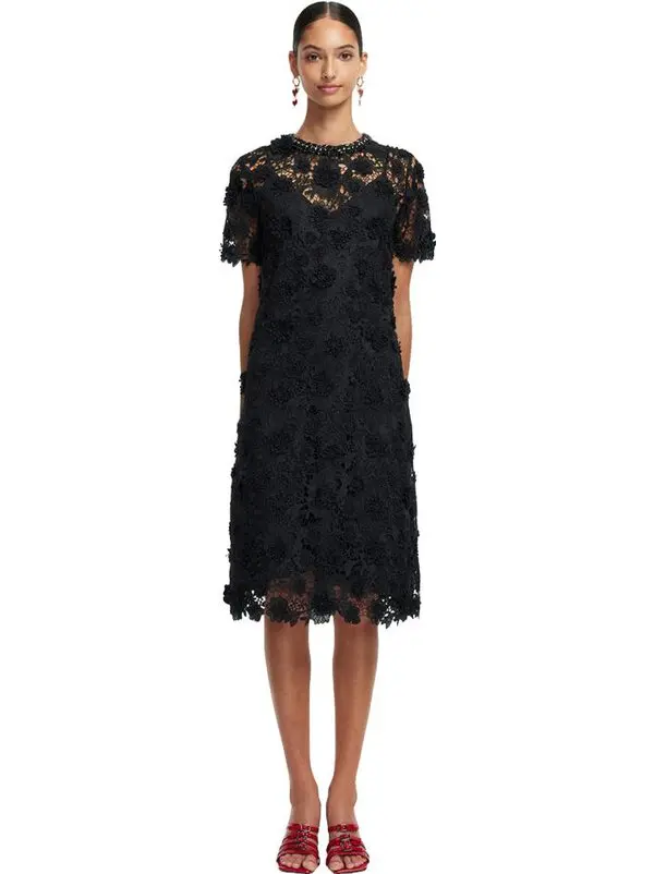 LEO LIN Sheridan Lace Midi Dress - Ebony