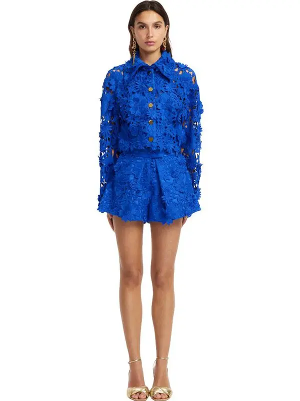 LEO LIN Josie Lace Shorts - Lapis