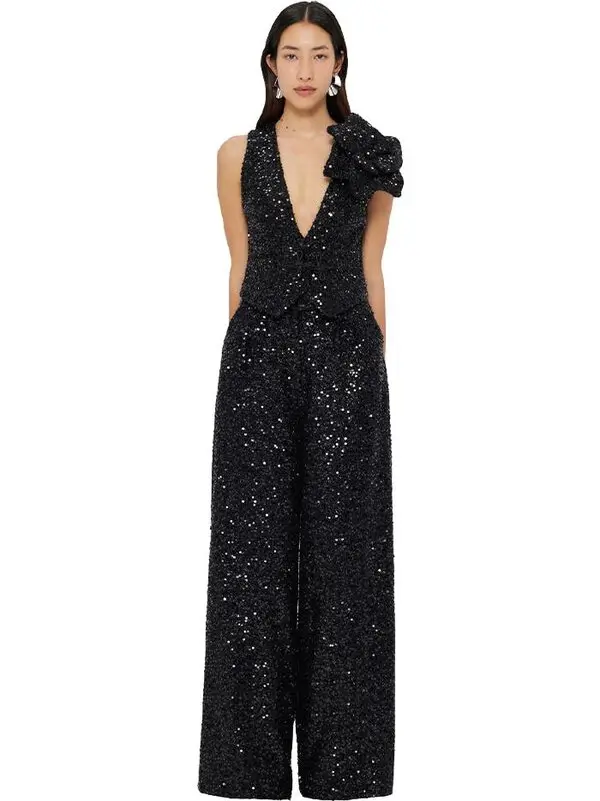 LEO LIN Greta Sequin Pants - Onyx