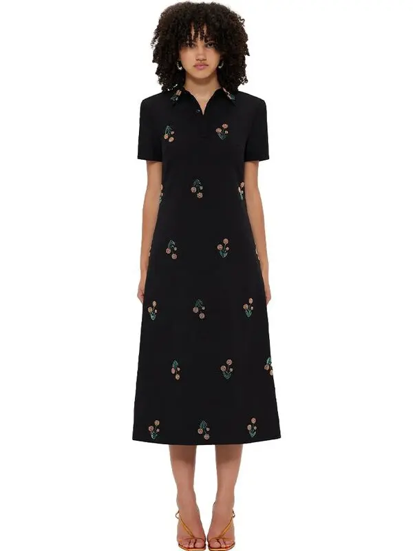 LEO LIN Nadene Embellished Shirt Midi Dress - Wildflower Beading