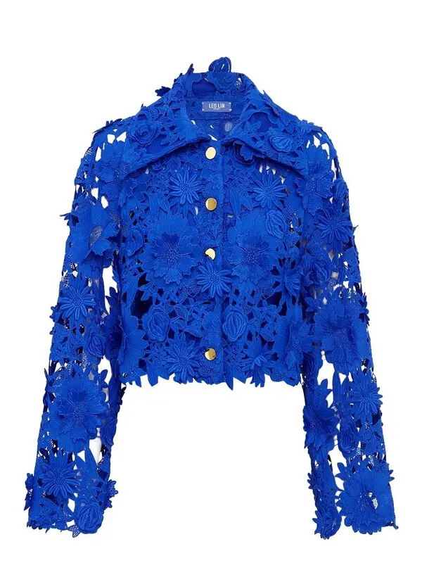 LEO LIN Robyn Lace Shirt - Lapis