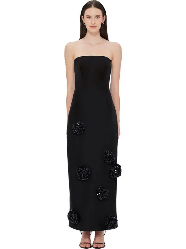 LEO LIN Rayna Embellished Bustier Maxi Dress - Ebony