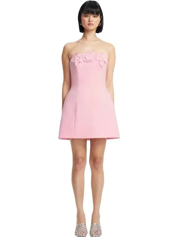 LEO LIN Roselle Appliqué Bustier Mini Dress - Blush Pink