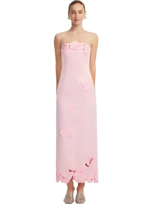 LEO LIN Rayna Appliqué Bustier Maxi Dress - Blush Pink