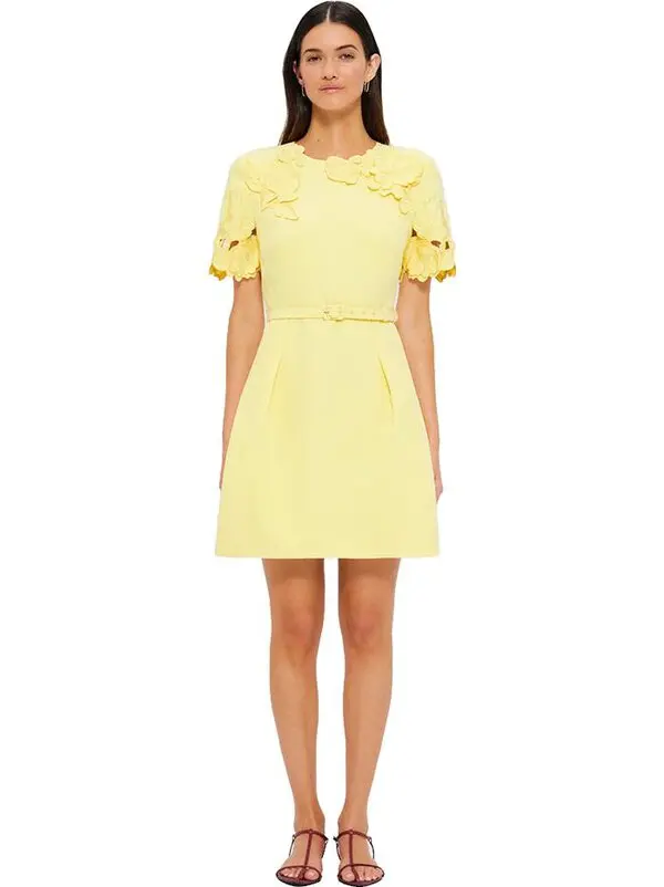 LEO LIN Aurelie Appliqué Mini Dress - Sorbet Yellow