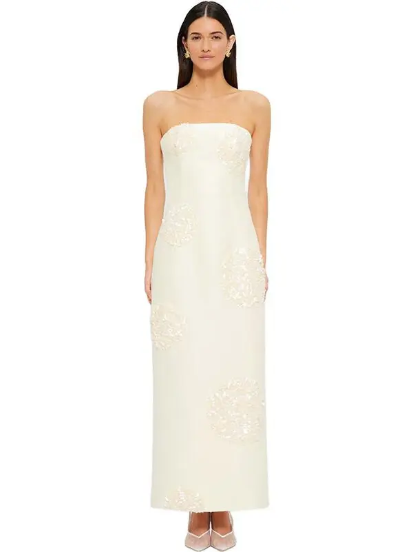 LEO LIN Rayna Embellished Bustier Maxi Dress - Cream