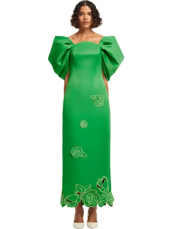 LEO LIN Arabella Appliqué Maxi Dress - Verdant
