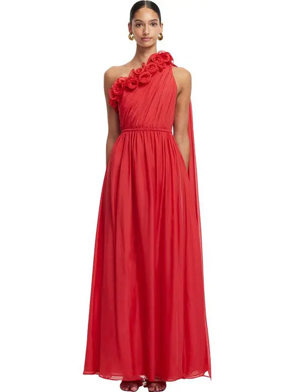 LEO LIN Jenni One-shoulder Maxi Dress - Scarlet