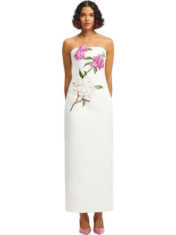 LEO LIN Rayna Appliqué Floral Maxi Dress - Floral Pear Print