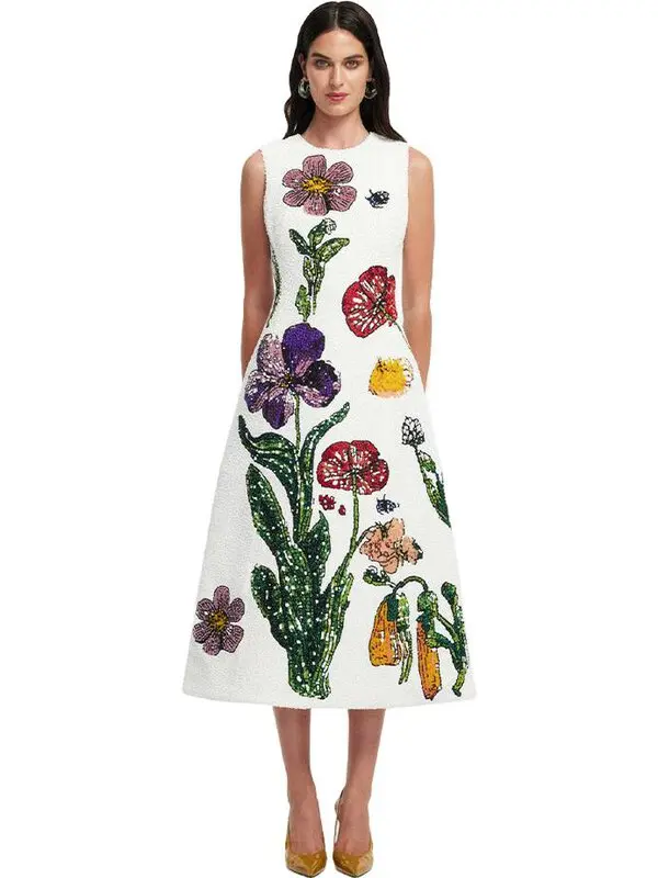 LEO LIN Cleo Beaded Midi Dress - Wildflowers