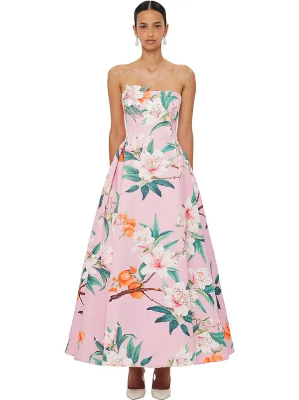 LEO LIN Nora Bustier Maxi Dress - Lavish Print In Pink