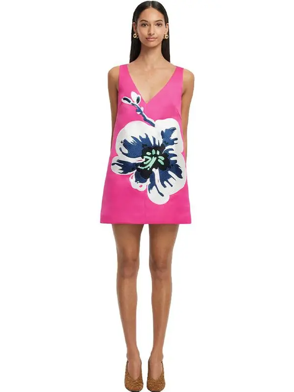 LEO LIN Kaelyn V-neck Mini Dress - Orchid Print