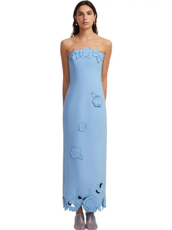 LEO LIN Rayna Appliqué Bustier Maxi Dress - Pastel Blue