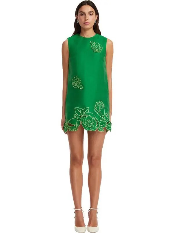 LEO LIN Yvonne Appliqué Mini Dress - Verdant