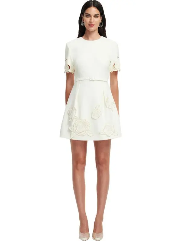 LEO LIN Aurelie Appliqué Mini Dress - Vanilla