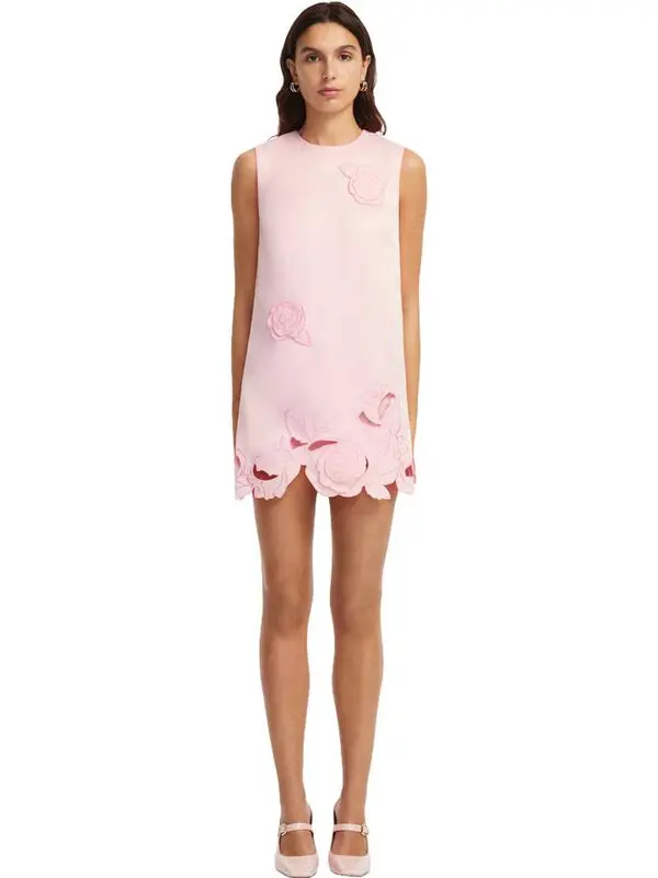 LEO LIN Yvonne Appliqué Mini Dress - Blush Pink
