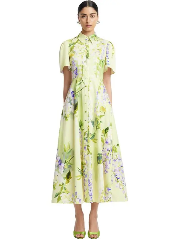 LEO LIN Bianca Short Sleeve Midi Dress - Wisteria Print
